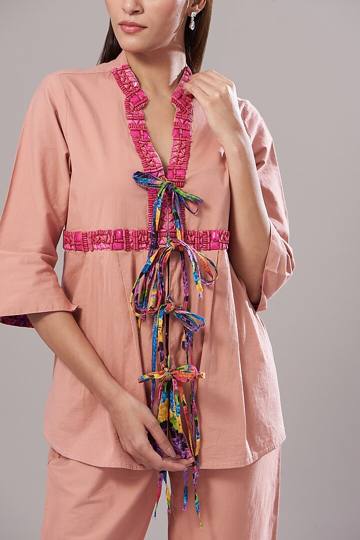 Blush Pink Poplin Printed Co-Ord Set Design by Cin Cin at Pernia's Pop ...