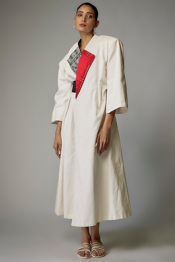 White Soft Denim Oversized Jacket by The Circus by Sana Shah Bhattad at ...