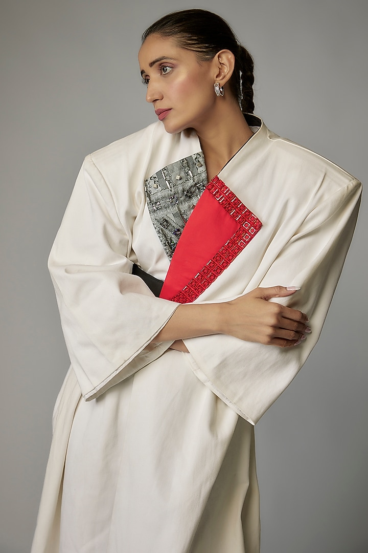 White Soft Denim Oversized Jacket by The Circus by Sana Shah Bhattad at ...