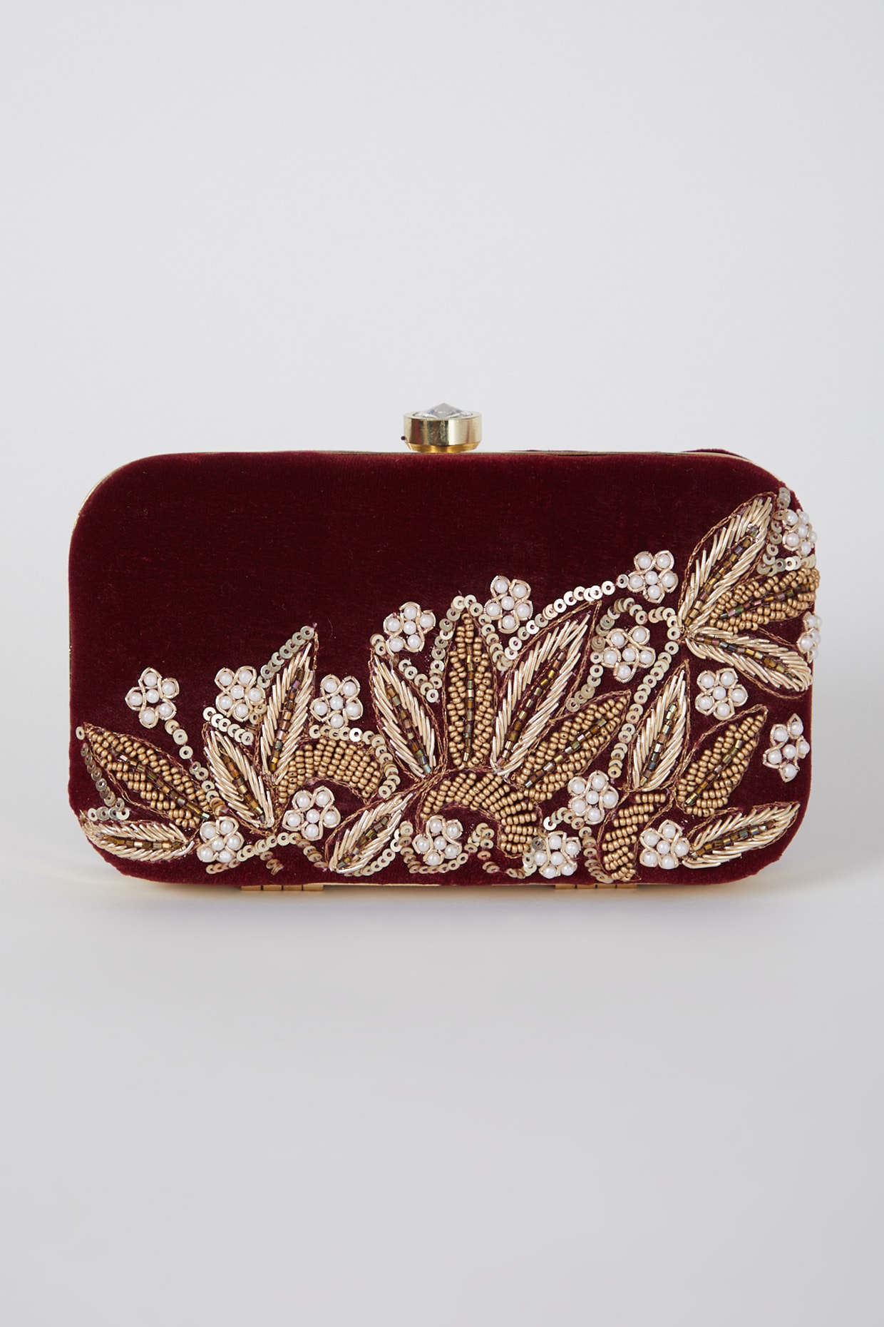 Maroon Hand Embroidered Box Clutch by A Clutch Story at Pernia's Pop Up ...