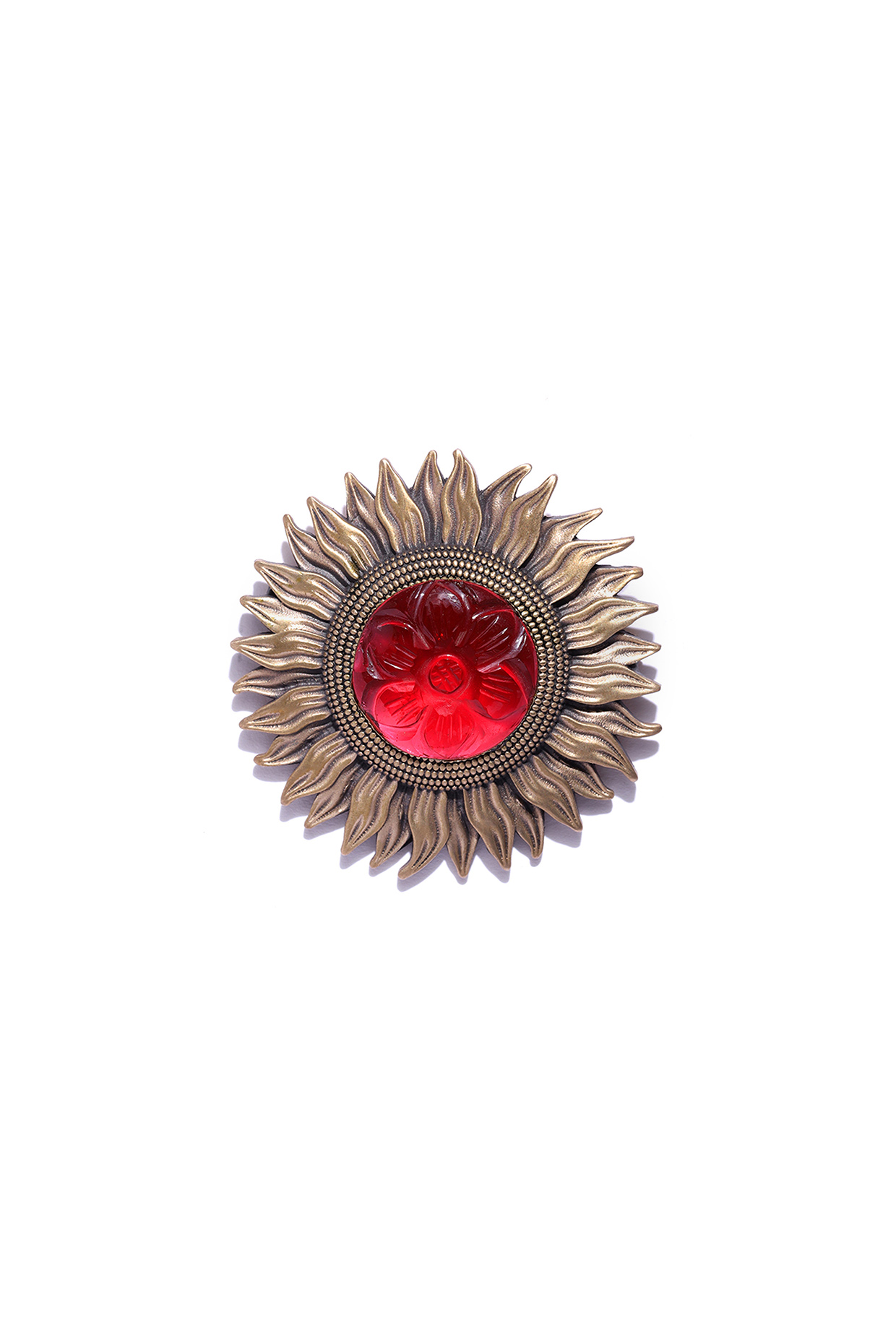 Antique Gold Brass Sun Brooch by Cosa Nostraa at Pernia s Pop Up Shop