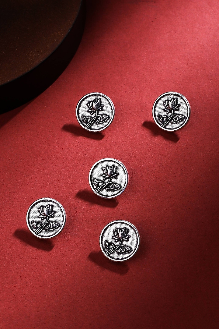 Silver Oxidised Lotus Magic Buttons (Set of 5) by Cosa Nostraa at ...