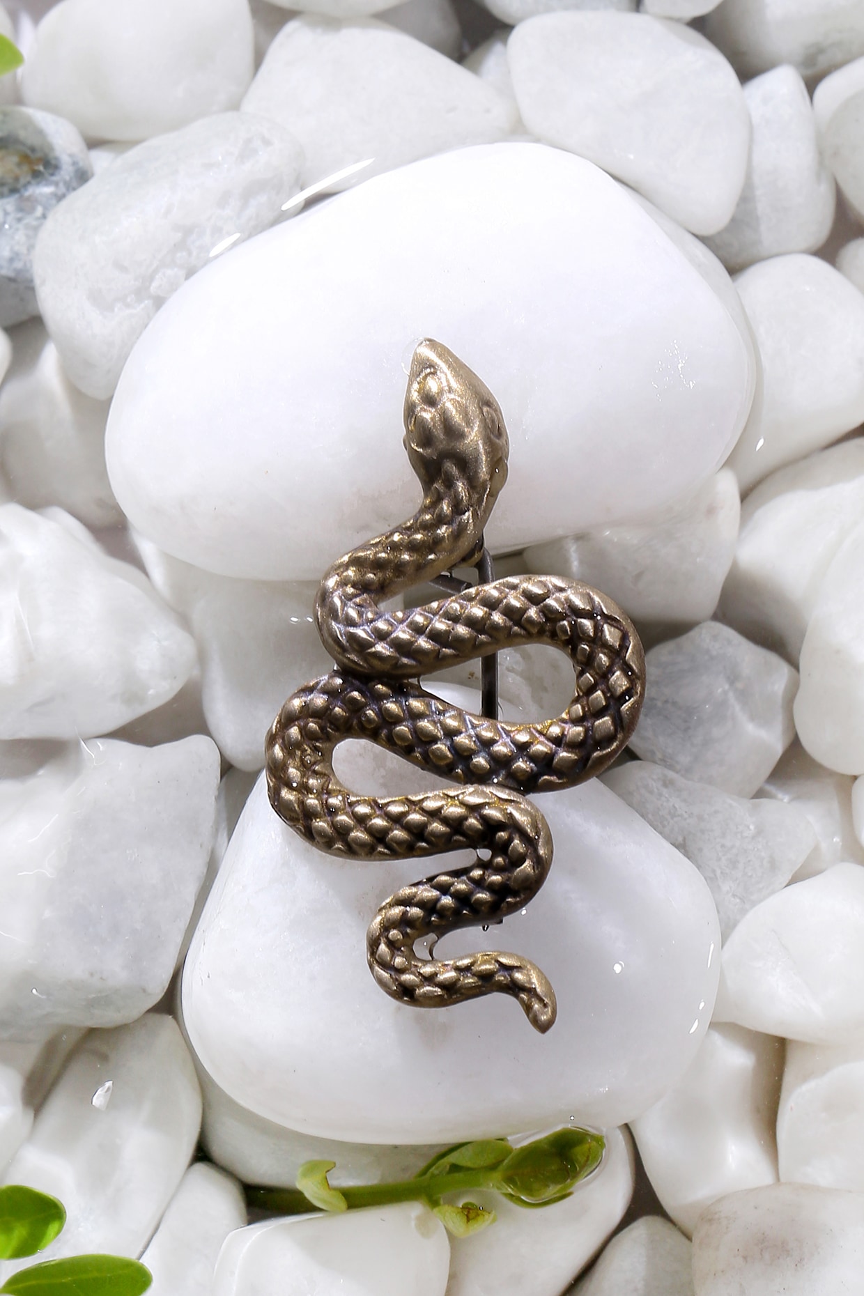 Antique Gold Finish Hand-Curated Tangled Python Brooch by Cosa Nostraa ...