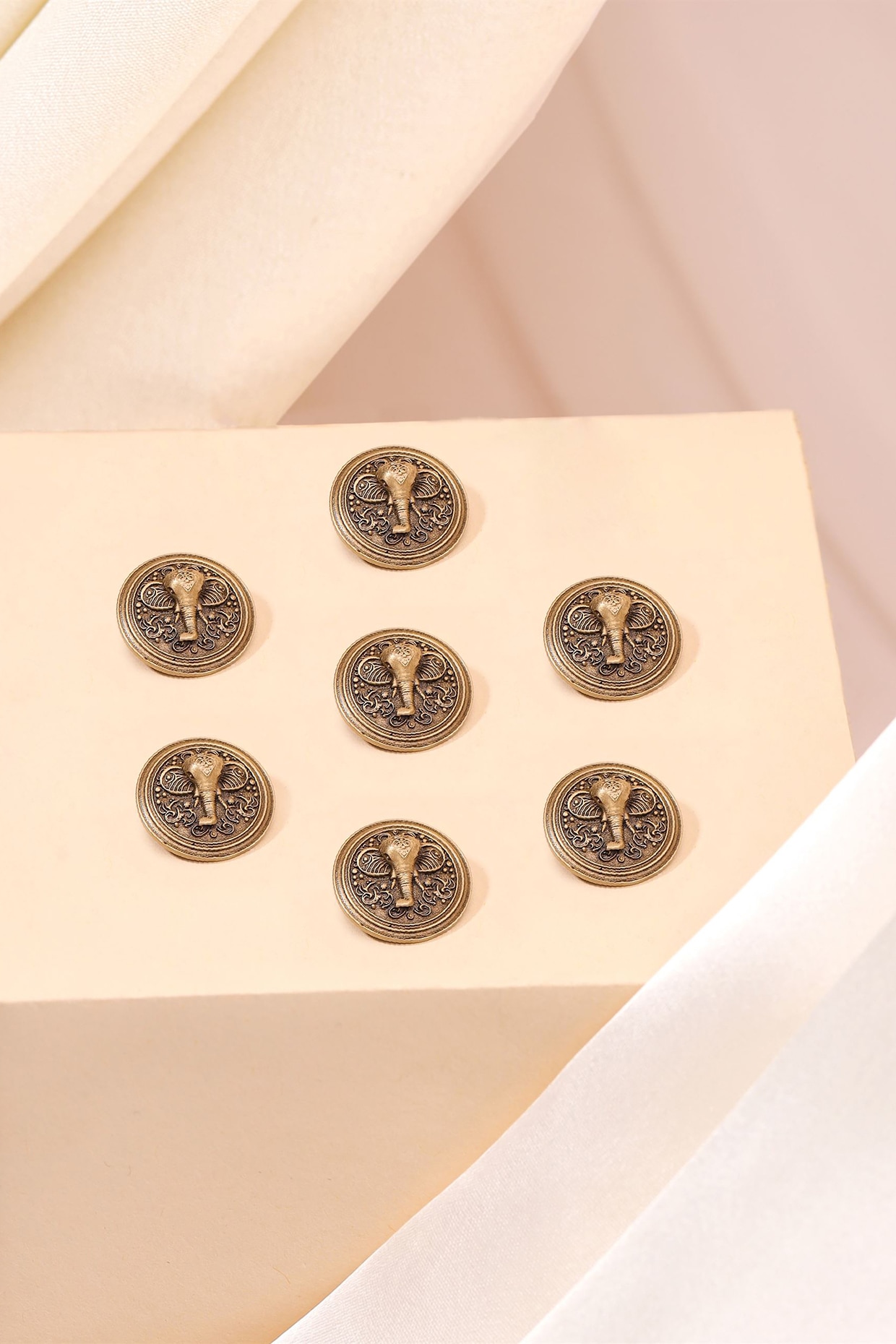 Antique Gold Royal Grace Buttons (Set Of 7) by Cosa Nostraa at Pernia's Pop Up Shop 2025