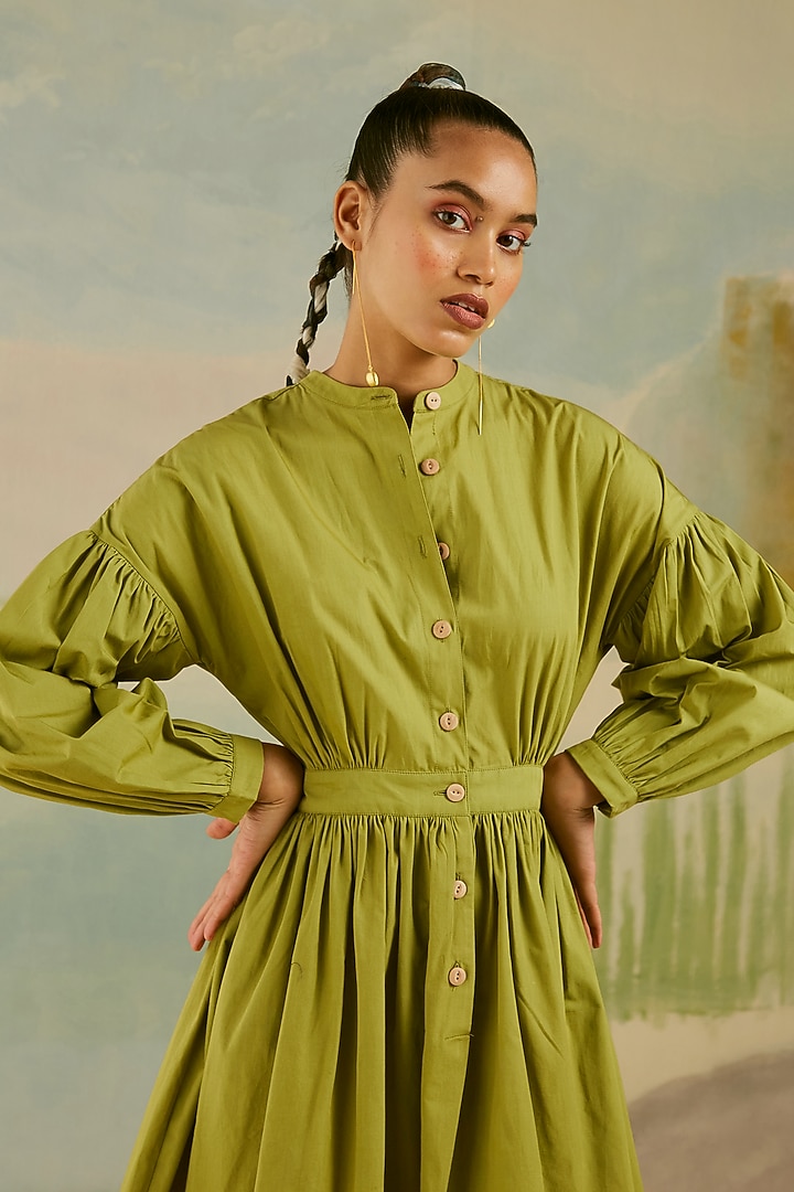 Green Poplin Anna Dress by Cord at Pernia's Pop Up Shop 2026