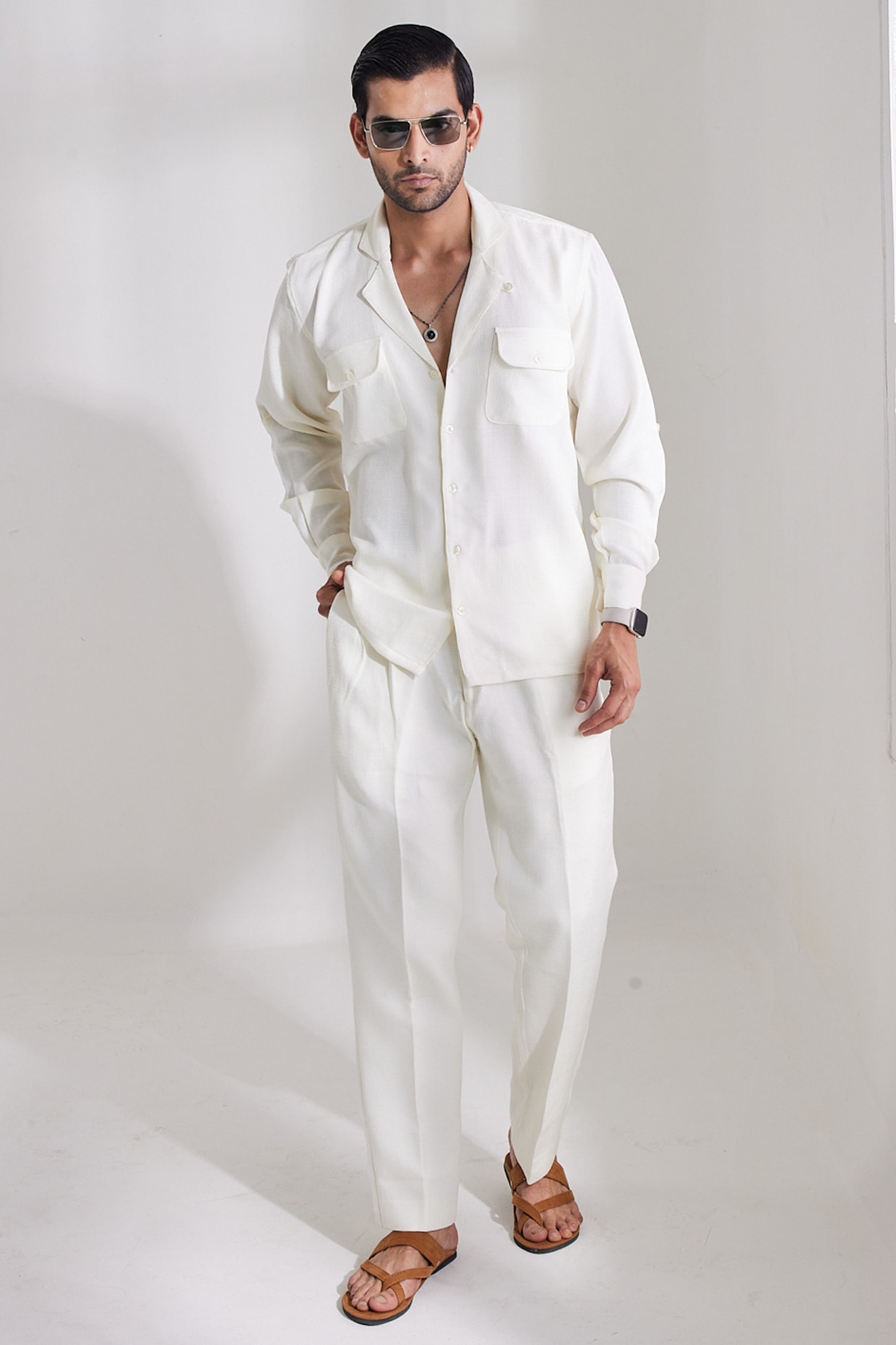 White Jute Linen Pants by PUNEET KAPOOR LABEL at Pernia's Pop Up Shop 2025