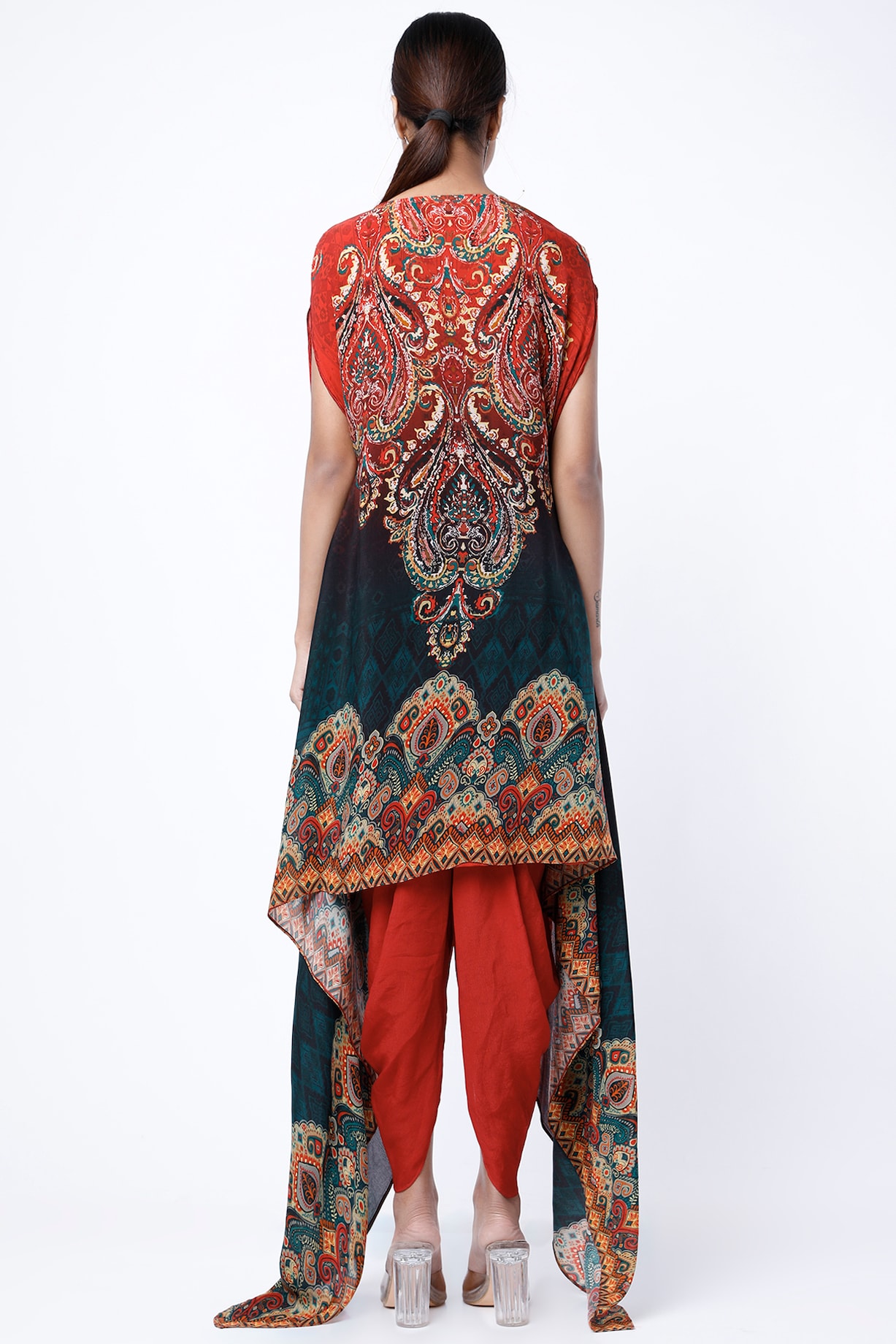 Red Hand Embellished Dhoti Set Design by CHARU PARASHAR at Pernia's Pop ...