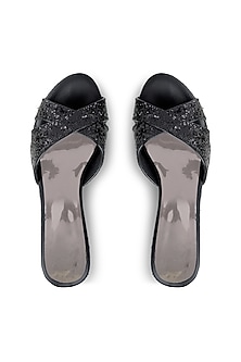 Black Faux Leather Wedges With 4 Inch Heels Design by Crimzon at Pernia ...