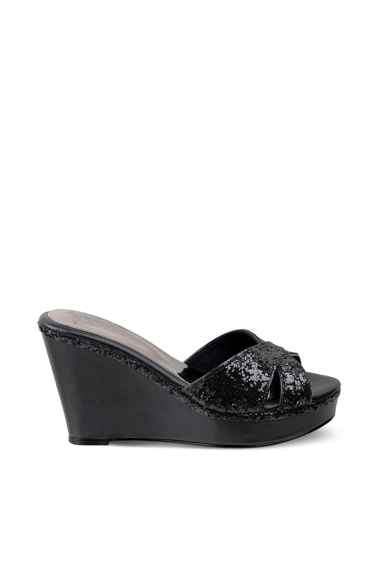 Black Faux Leather Wedges With 4 Inch Heels Design by Crimzon at Pernia ...