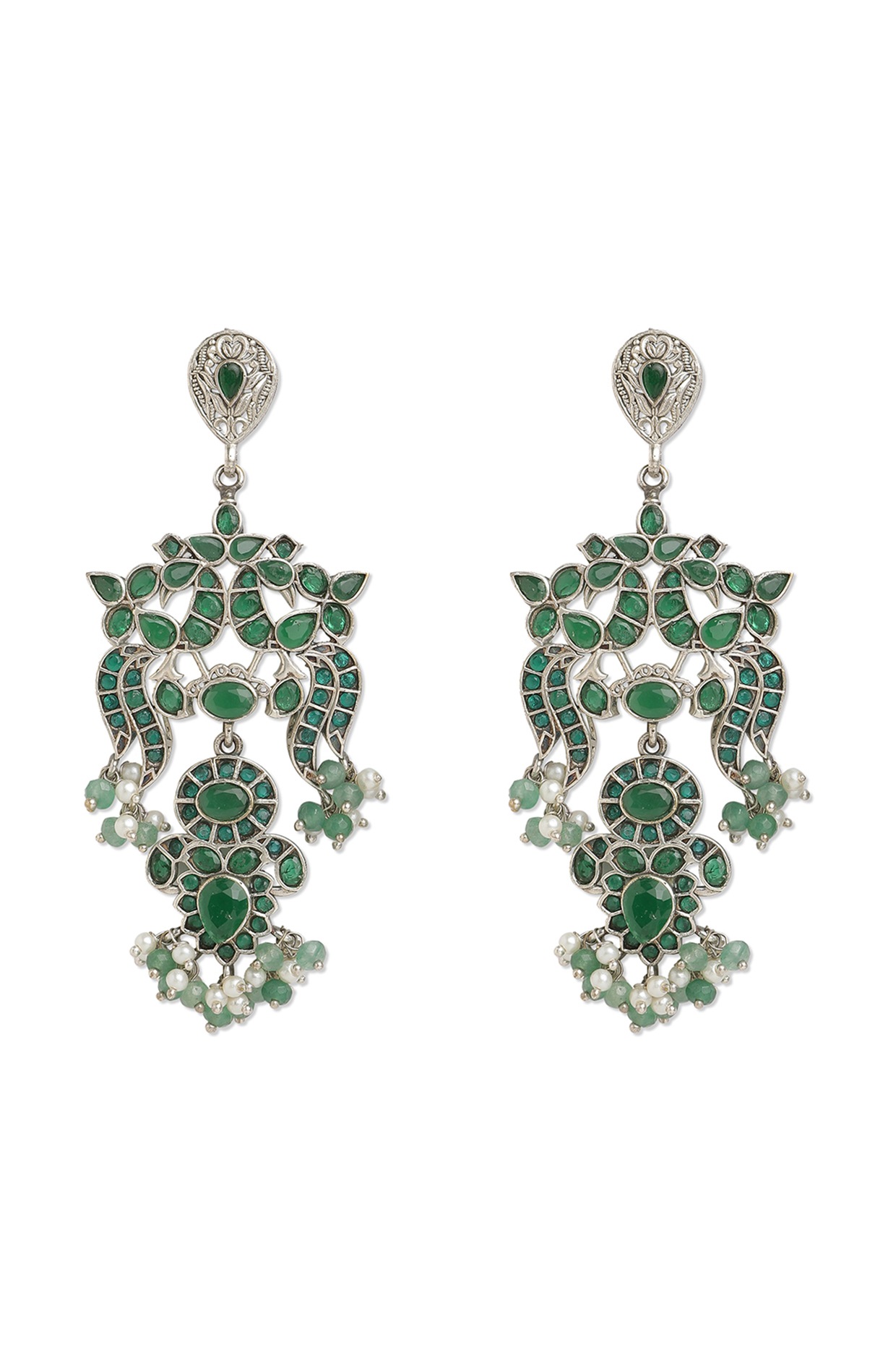 Emerald Green Semi Precious Stone Chandelier Earrings by Curio Cottage at Pernia s Pop Up Shop 2025