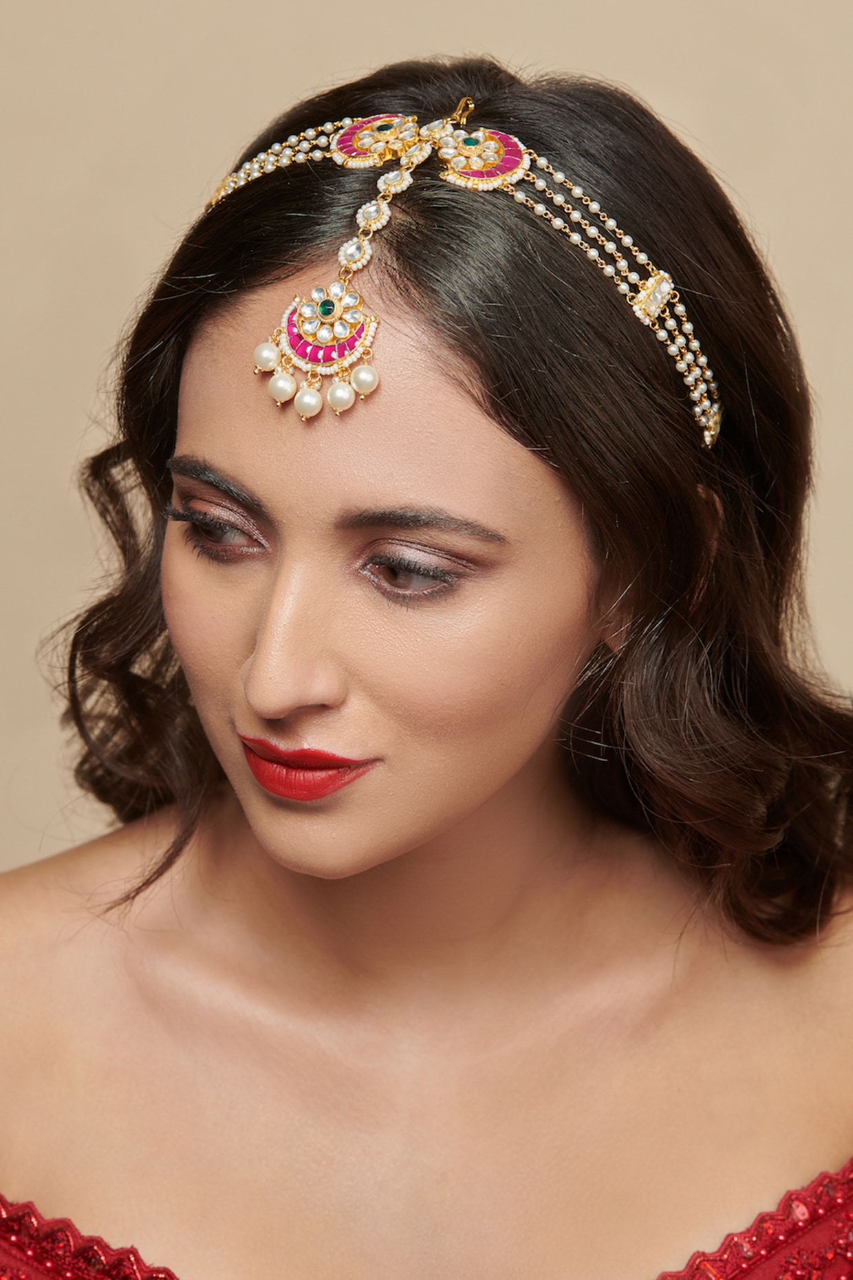 Gold Finish Kundan Polki Bridal Mathapathi by Curio Cottage at Pernia's ...