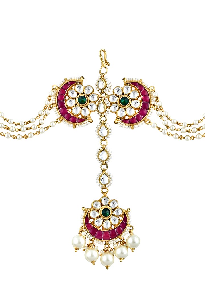 Gold Finish Kundan Polki Bridal Mathapathi by Curio Cottage at Pernia's ...