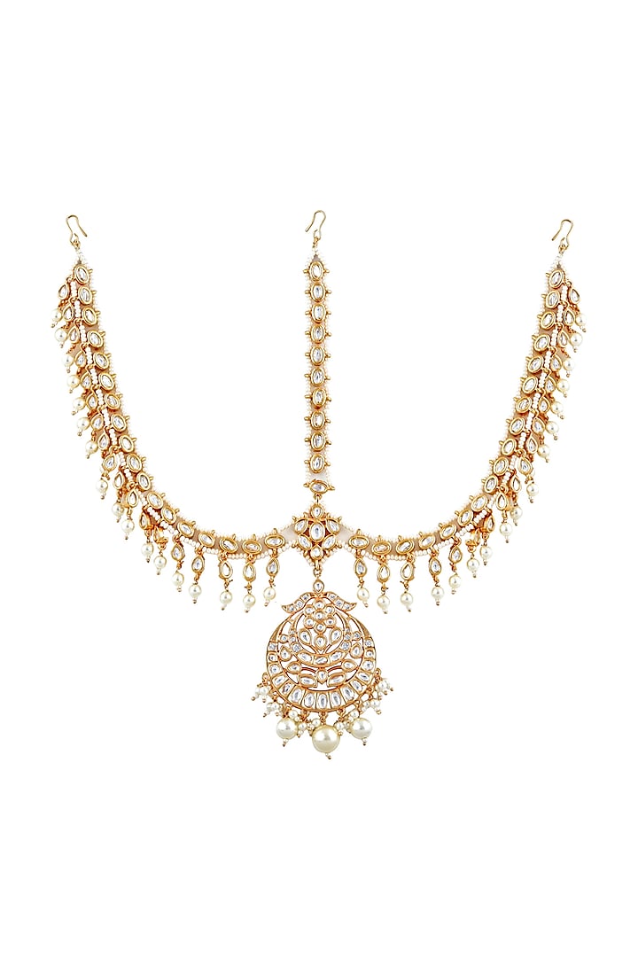 Gold Finish Semi Precious Stone Mathapathi by Curio Cottage at Pernia's ...