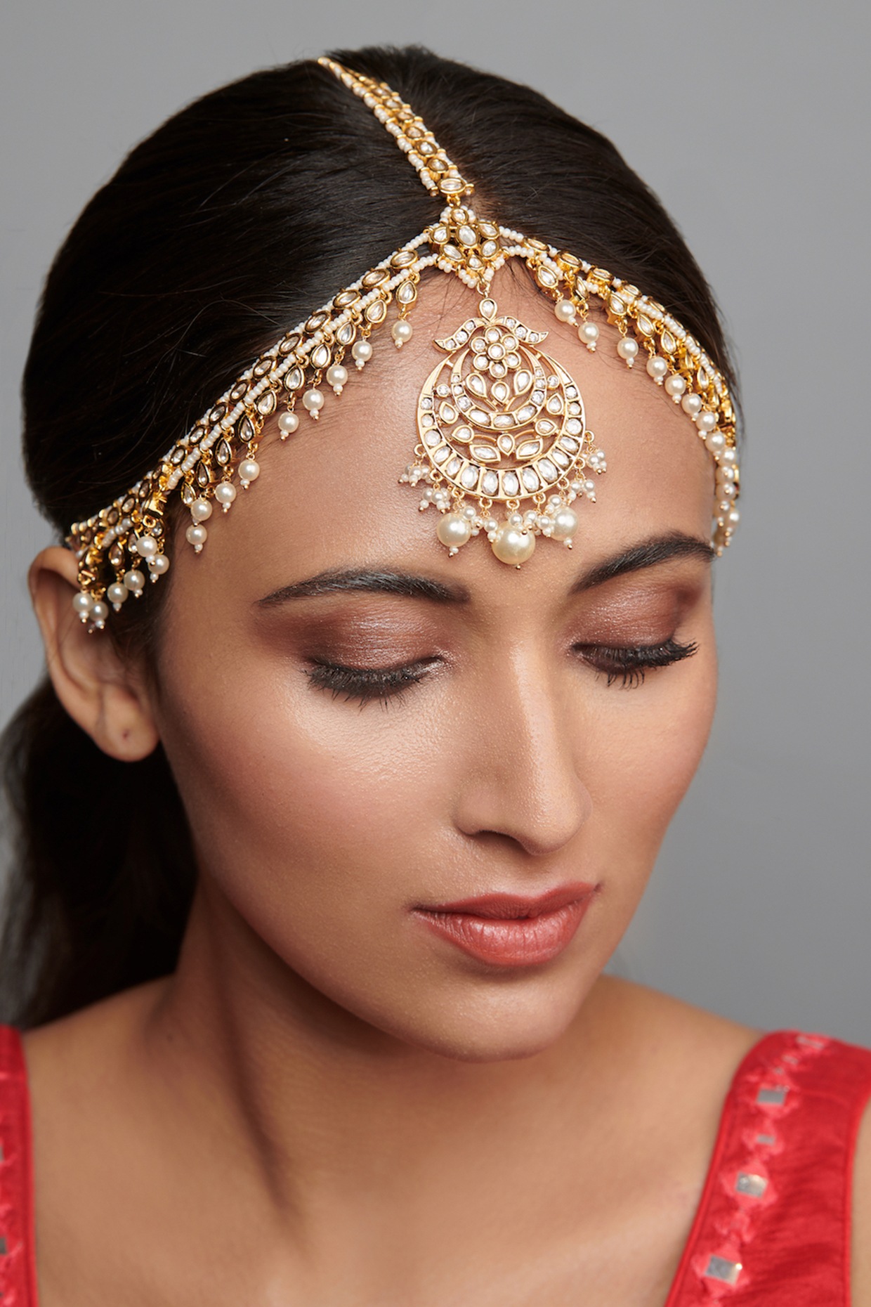 Gold Finish Semi Precious Stone Mathapathi by Curio Cottage at Pernia's ...