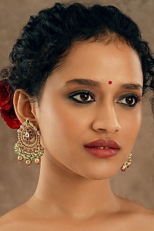 Gold Plated Semi-Precious Stone Lotus Dangler Earrings by Curio Cottage ...