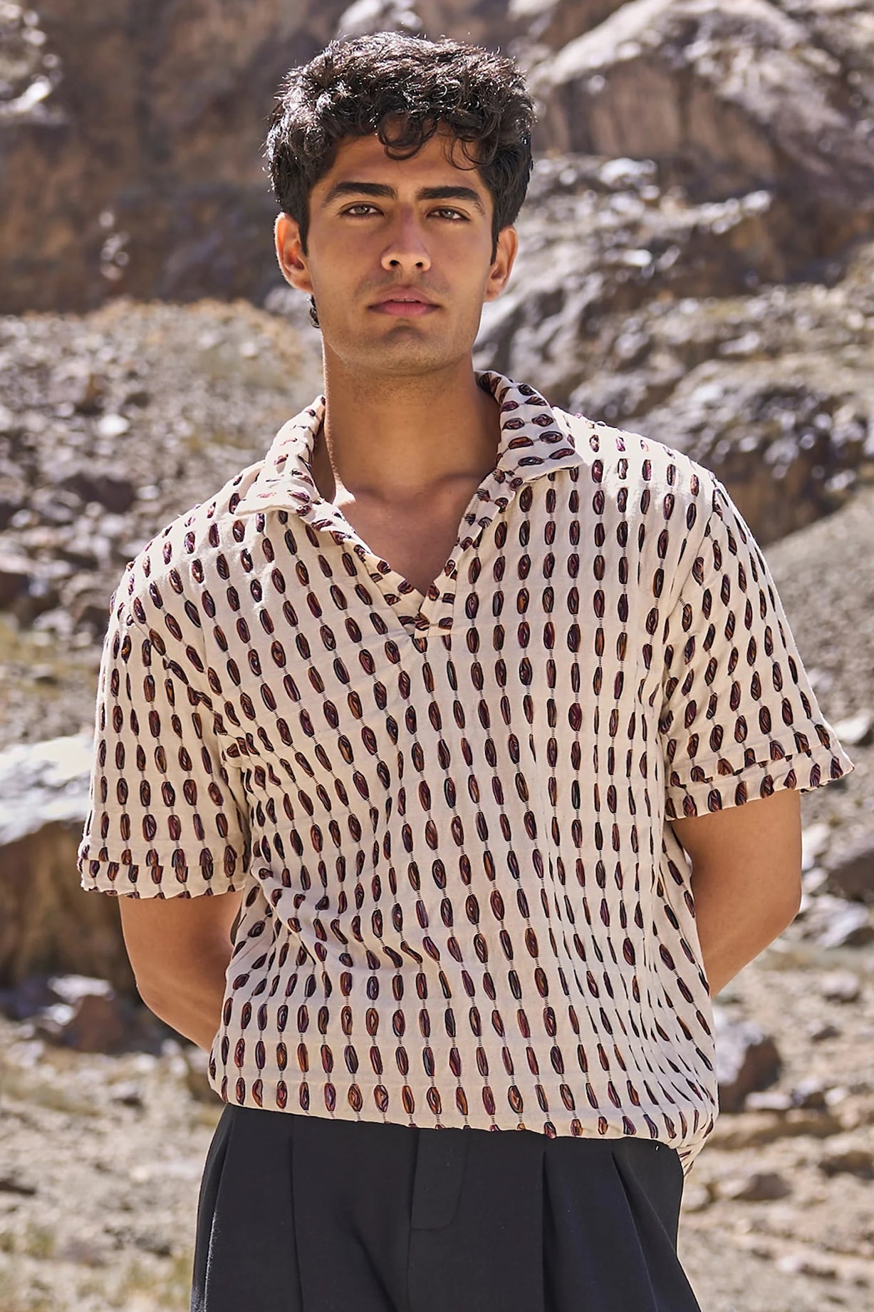 Multi-Colored Jacquard Knit Polo T-Shirt by Dash and Dot Men at Pernia ...