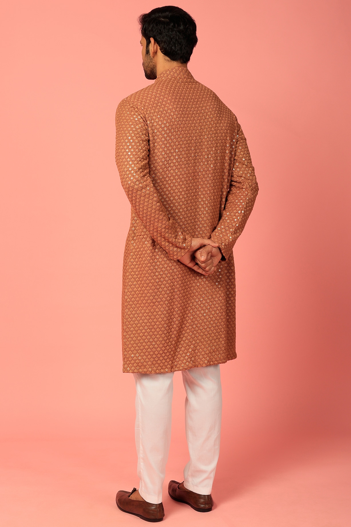 Rust Embroidered Kurta Set by Darzi House at Pernia's Pop Up Shop 2025