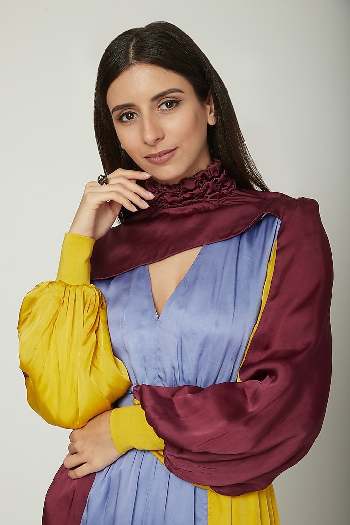 Multi Colored Cotton & Satin Dress by Sameer Madan at Pernia's Pop Up ...