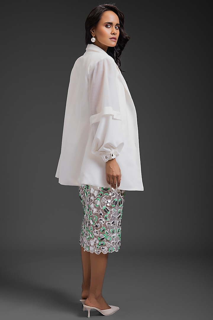 White Rozella Crepe Blazer Set by Deepika Arora at Pernia's Pop Up Shop ...