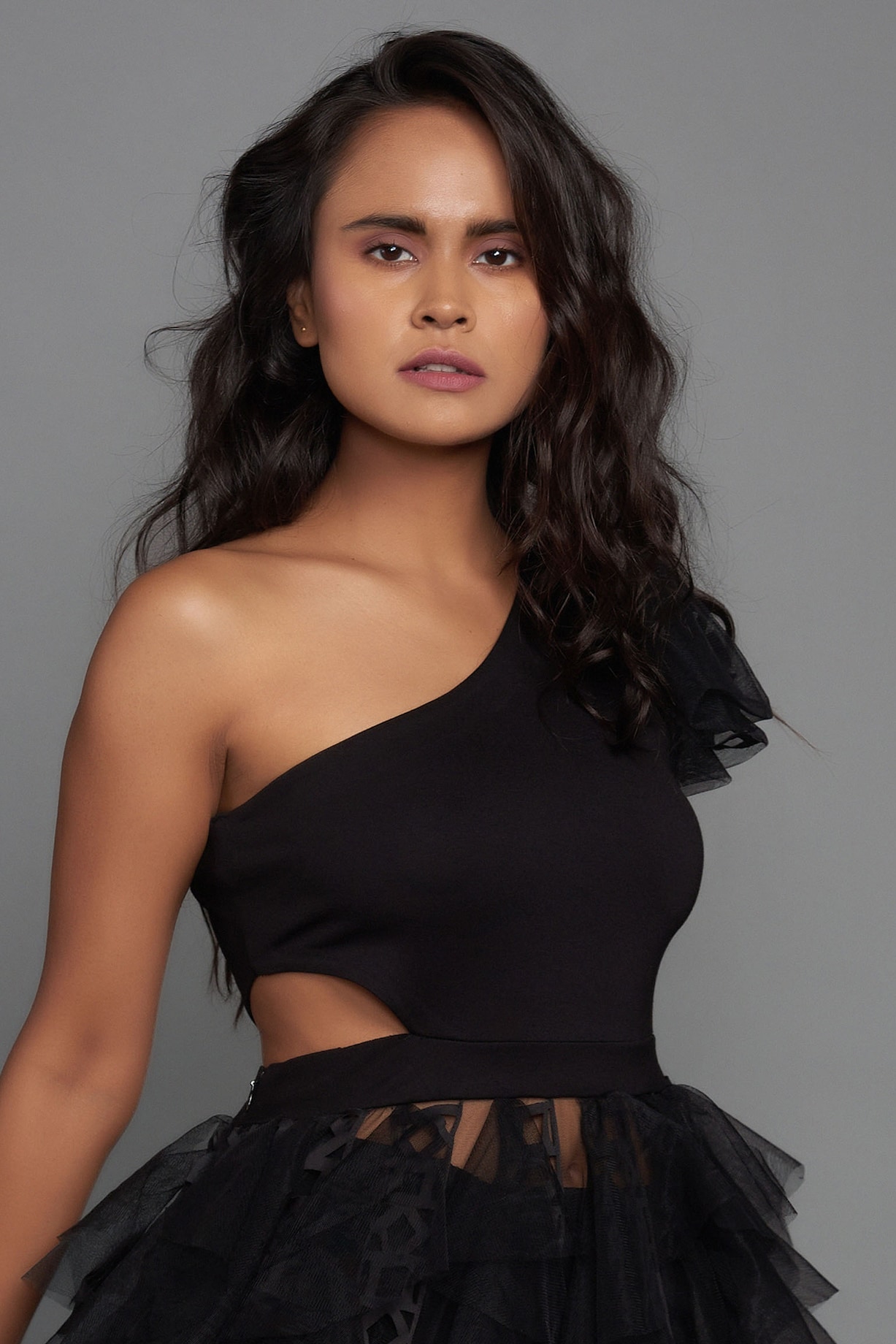 Black One Shoulder Dress by Deepika Arora at Pernia's Pop Up Shop 2025