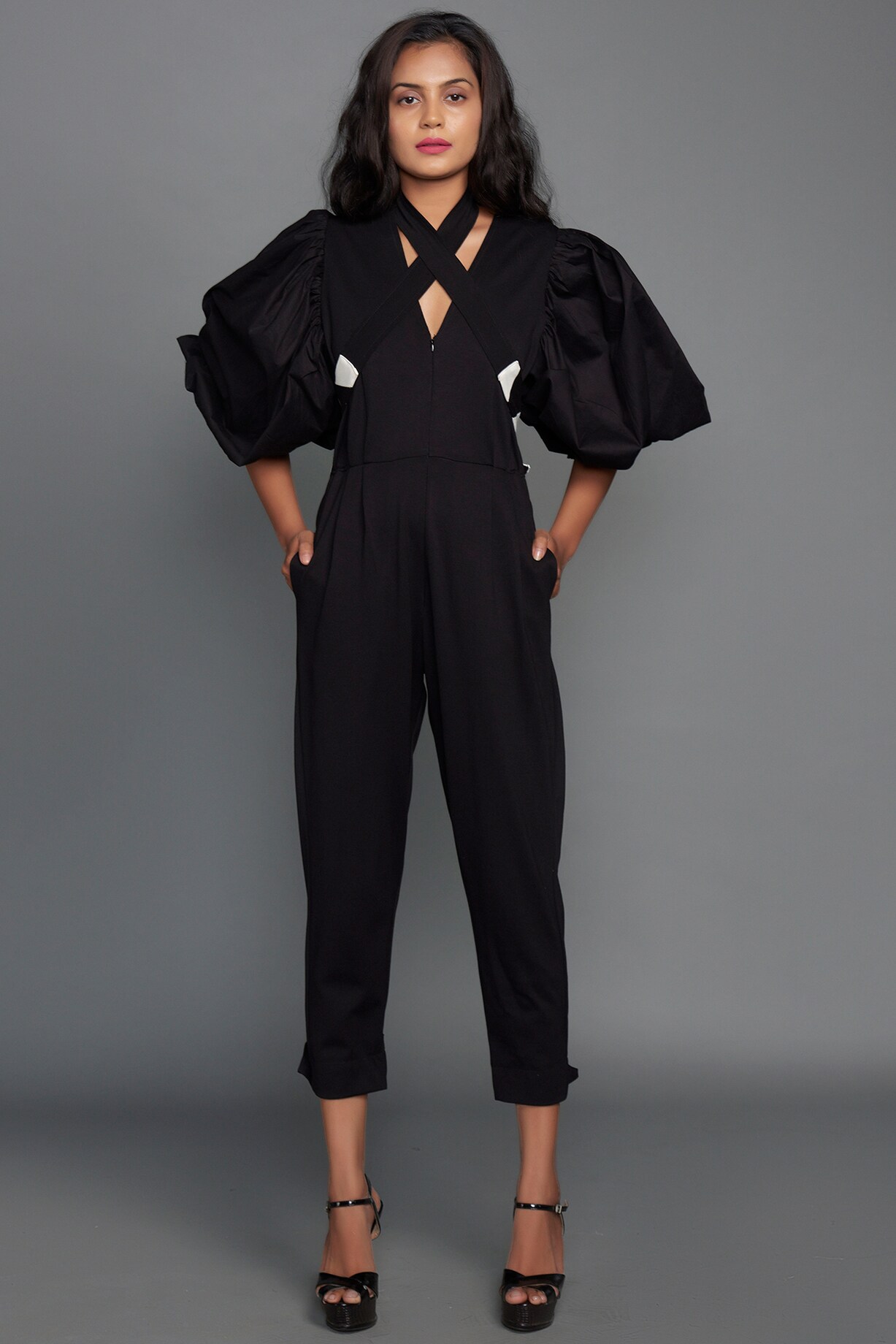 Black Cotton Jumpsuit With Belt by Deepika Arora at Pernia's Pop Up ...