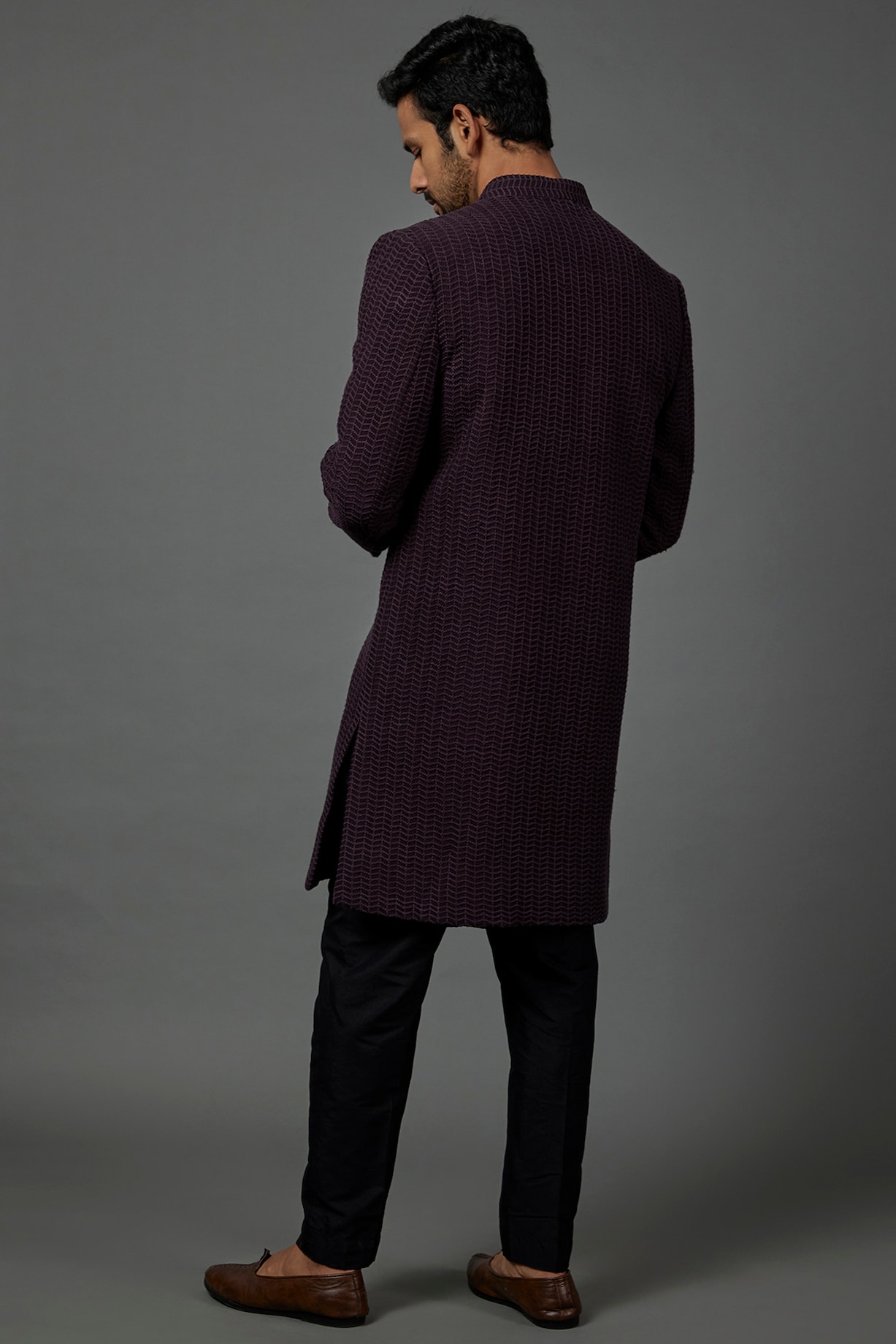 Violet Embroidered Indowestern Set by Darshika at Pernia's Pop Up Shop 2024