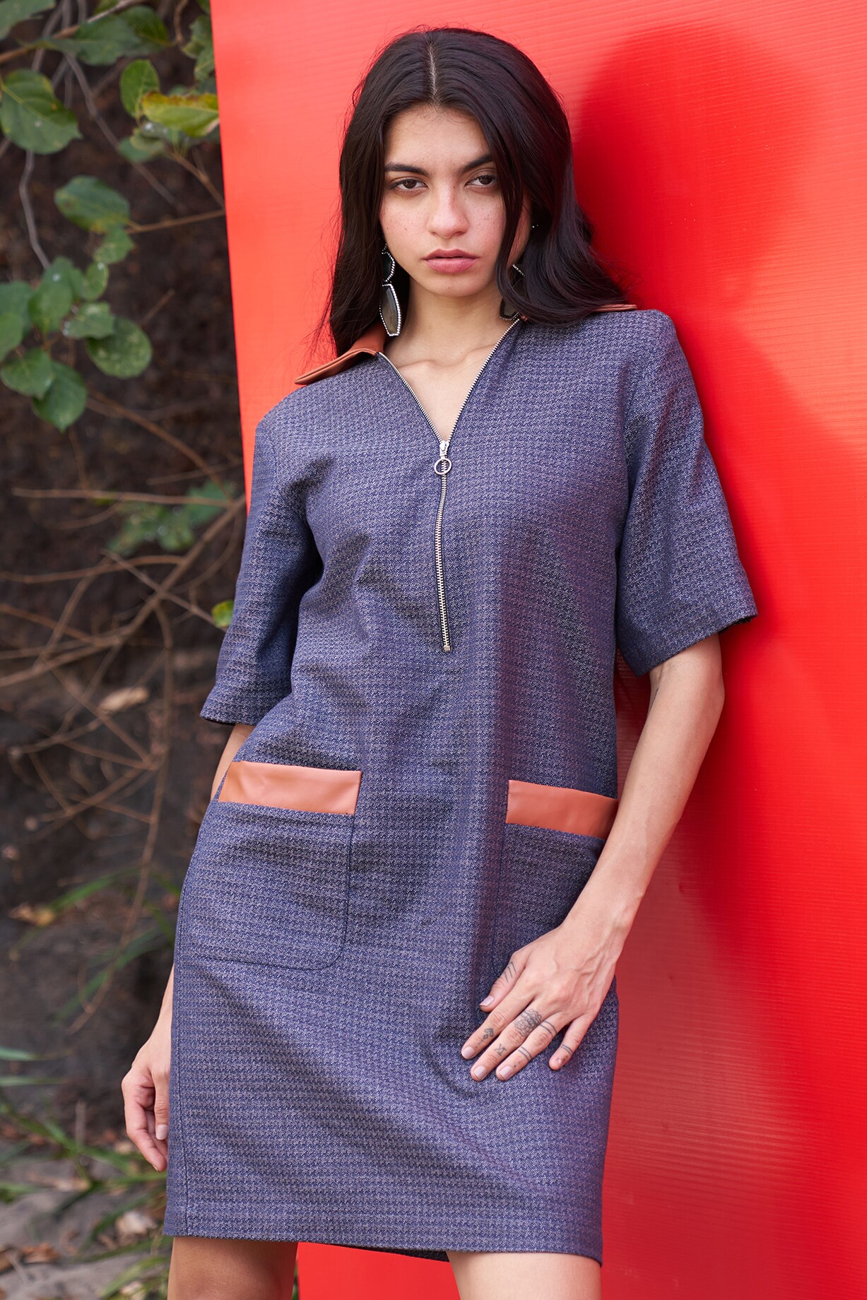 Indigo Cotton & Jacquard Mini Dress by Dash and Dot at Pernia's Pop Up ...