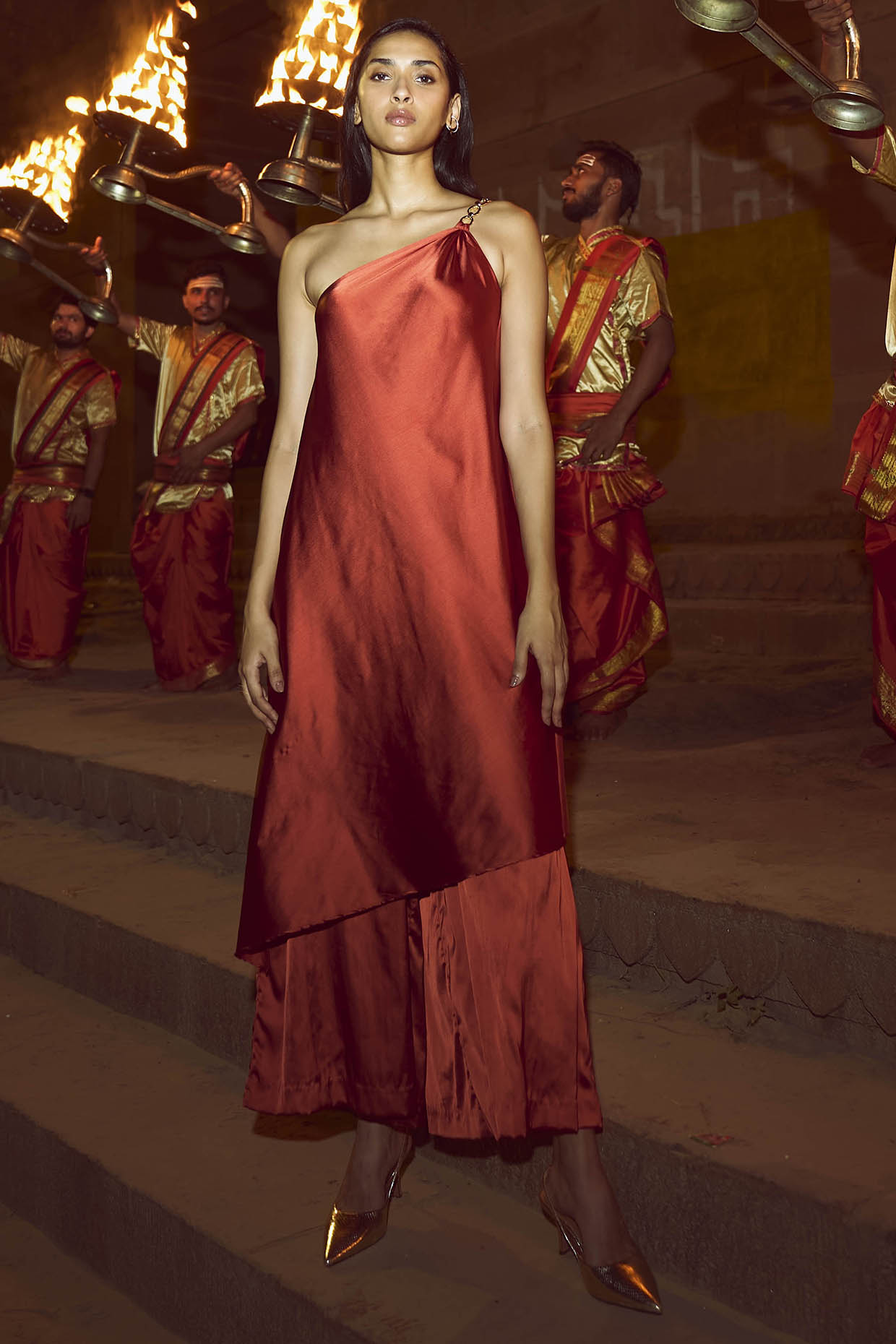 Rust Satin Co-Ord Set by Dash and Dot at Pernia's Pop Up Shop 2025