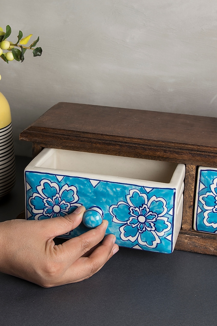 Blue Wood & Ceramic Cabinet by The 7 DeKor at Pernia's Pop Up Shop 2025