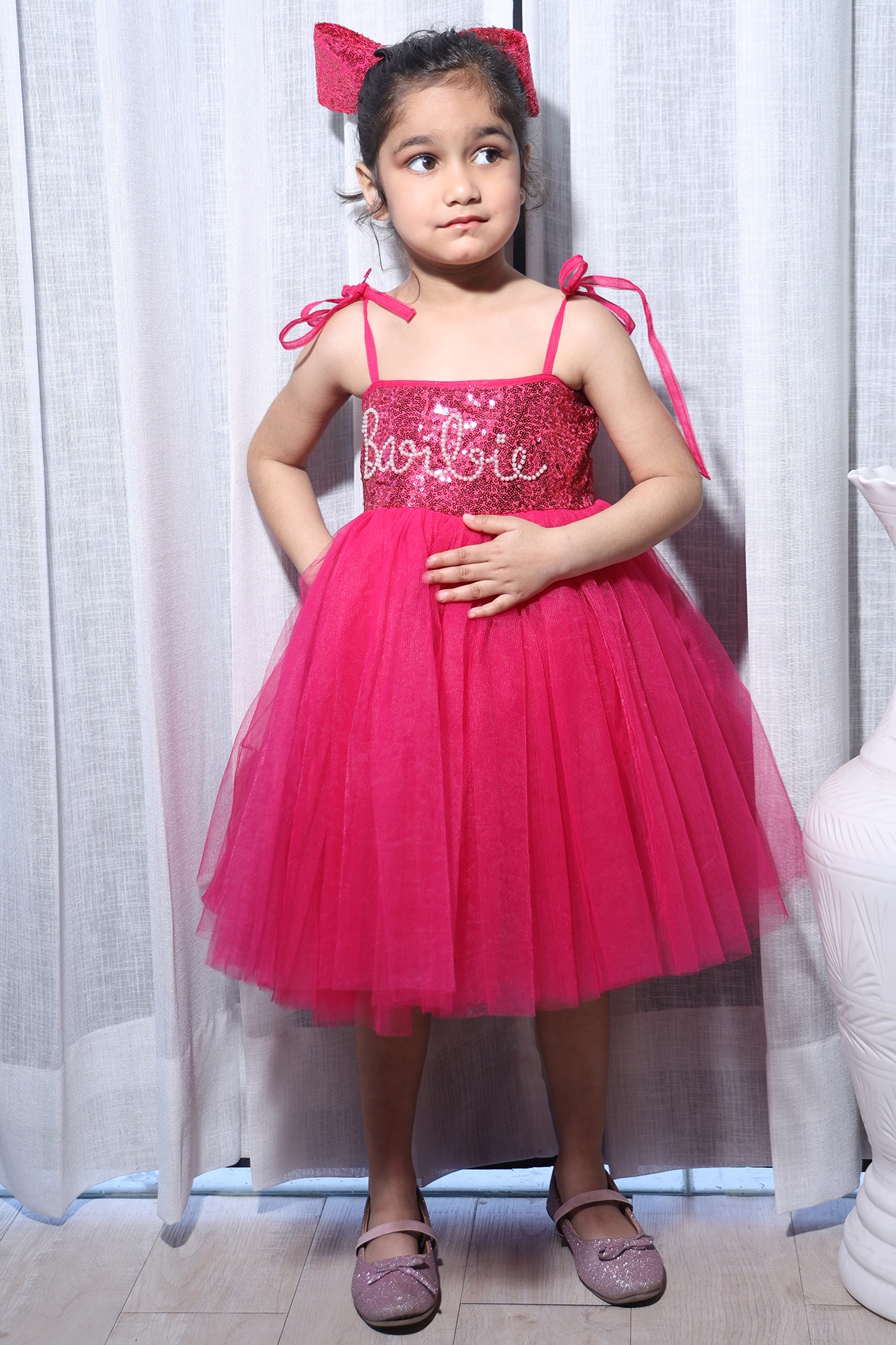 Pink Sequins & Net Dress For Girls by Devils N Angels at Pernia's Pop ...