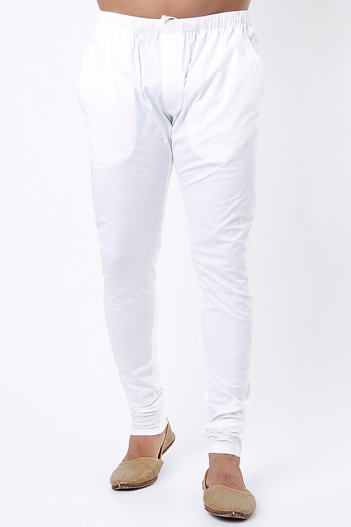 White Churidar Pants In Cotton Lycra Design by Dev R Nil Men at Pernia ...