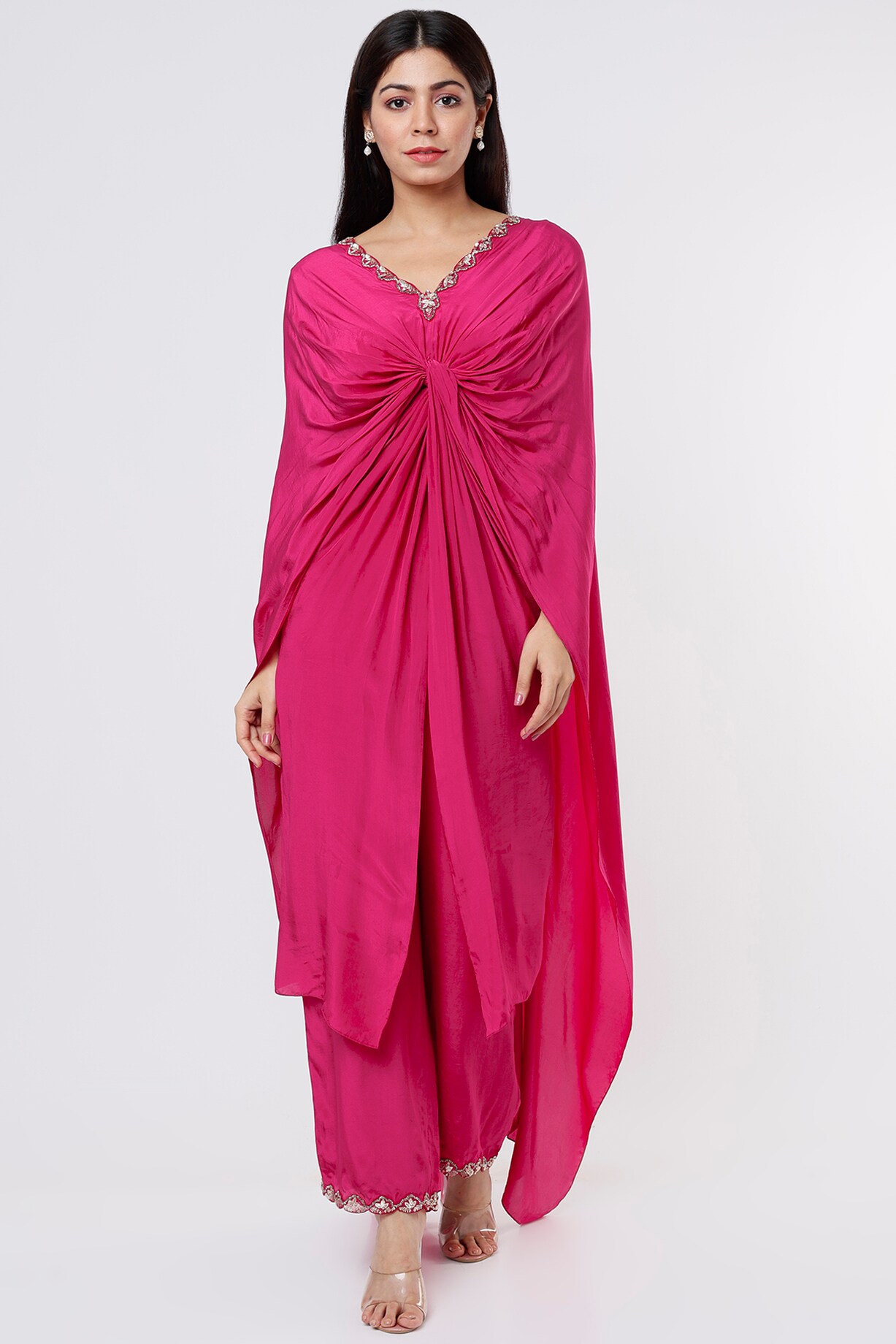 Pink Embroidered Tunic Set by Dev R Nil at Pernia's Pop Up Shop 2024