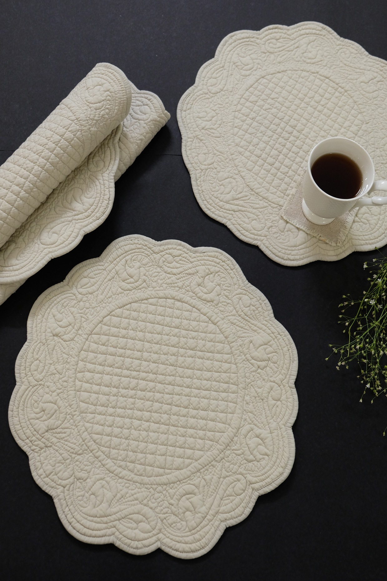 Beige Cotton Quilted Table Mat Set by Design Gaatha at Pernia's Pop Up ...