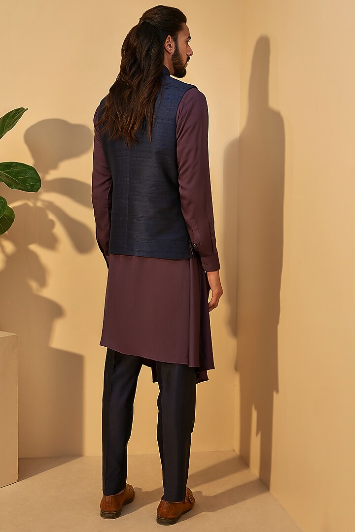 Indigo Blue Embroidered Jawahar Jacket by Dhruv Vaish at Pernia's Pop ...