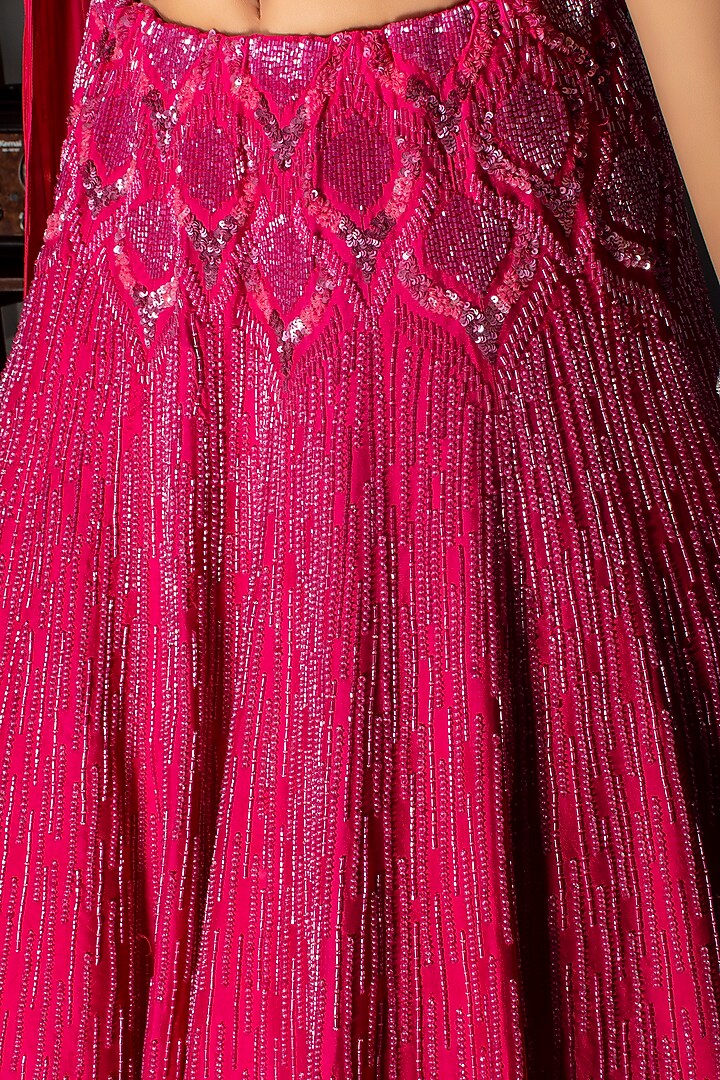 Fuchsia Embroidered Bridal Lehenga Set Design by Dhwaja at Pernia's Pop ...