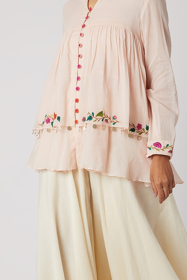 Rose Pink Embroidered Tunic by Divya Anand at Pernia's Pop Up Shop 2025