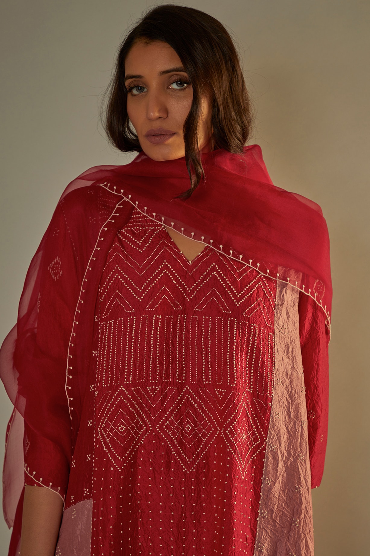 Red Mulberry Silk Hand Embroidered Kurta Set by Divyam Mehta at Pernia ...