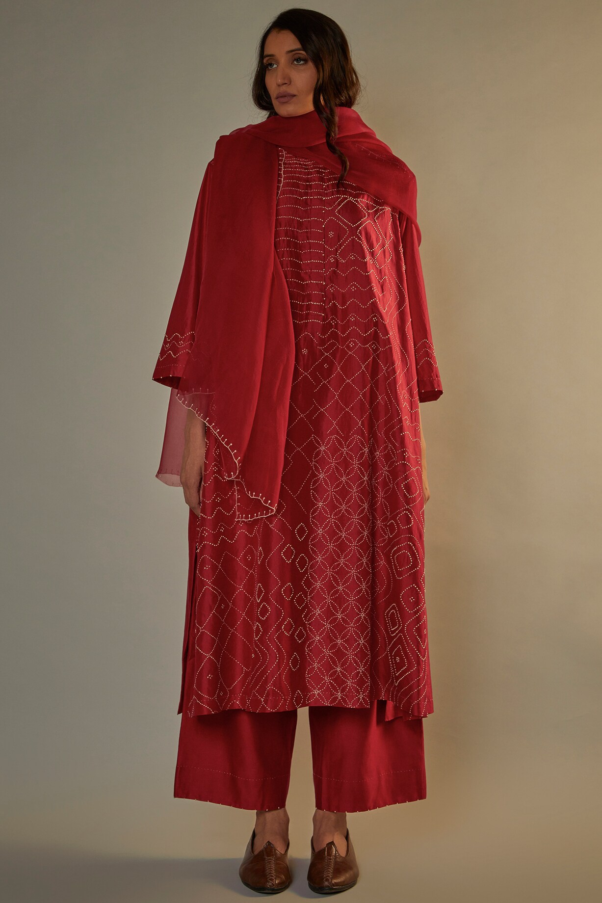 Red Mulberry Silk Embroidered Kurta Set by Divyam Mehta at Pernia's Pop ...
