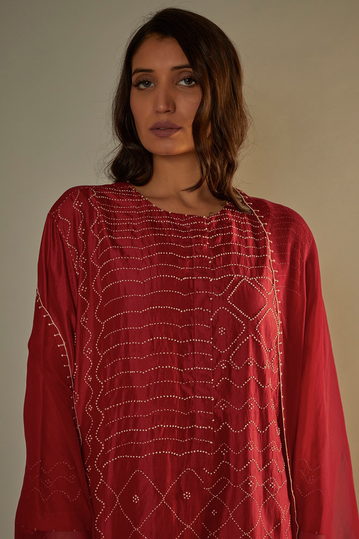 Red Mulberry Silk Embroidered Kurta Set by Divyam Mehta at Pernia's Pop ...
