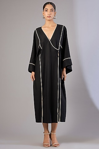 Black Twill Modal Vacation Dress by Divyam Mehta at Pernia's Pop Up ...
