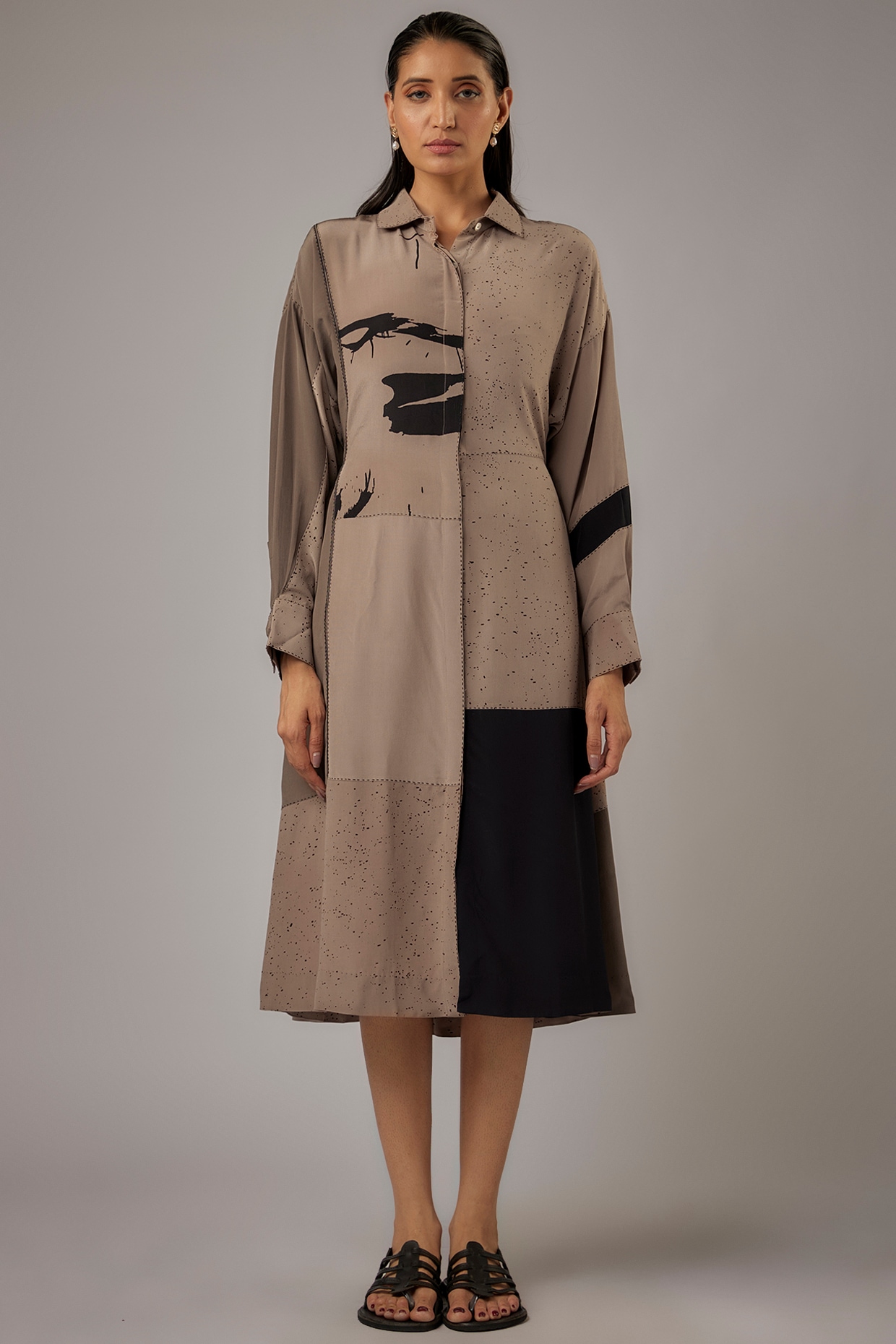 Toosh Silk Crepe Block Printed Midi Dress by Divyam Mehta at Pernia's ...