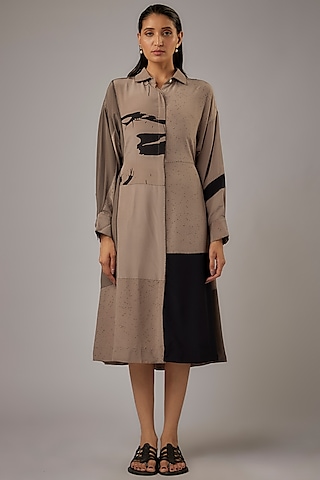 Toosh Silk Crepe Block Printed Midi Dress by Divyam Mehta at Pernia's ...