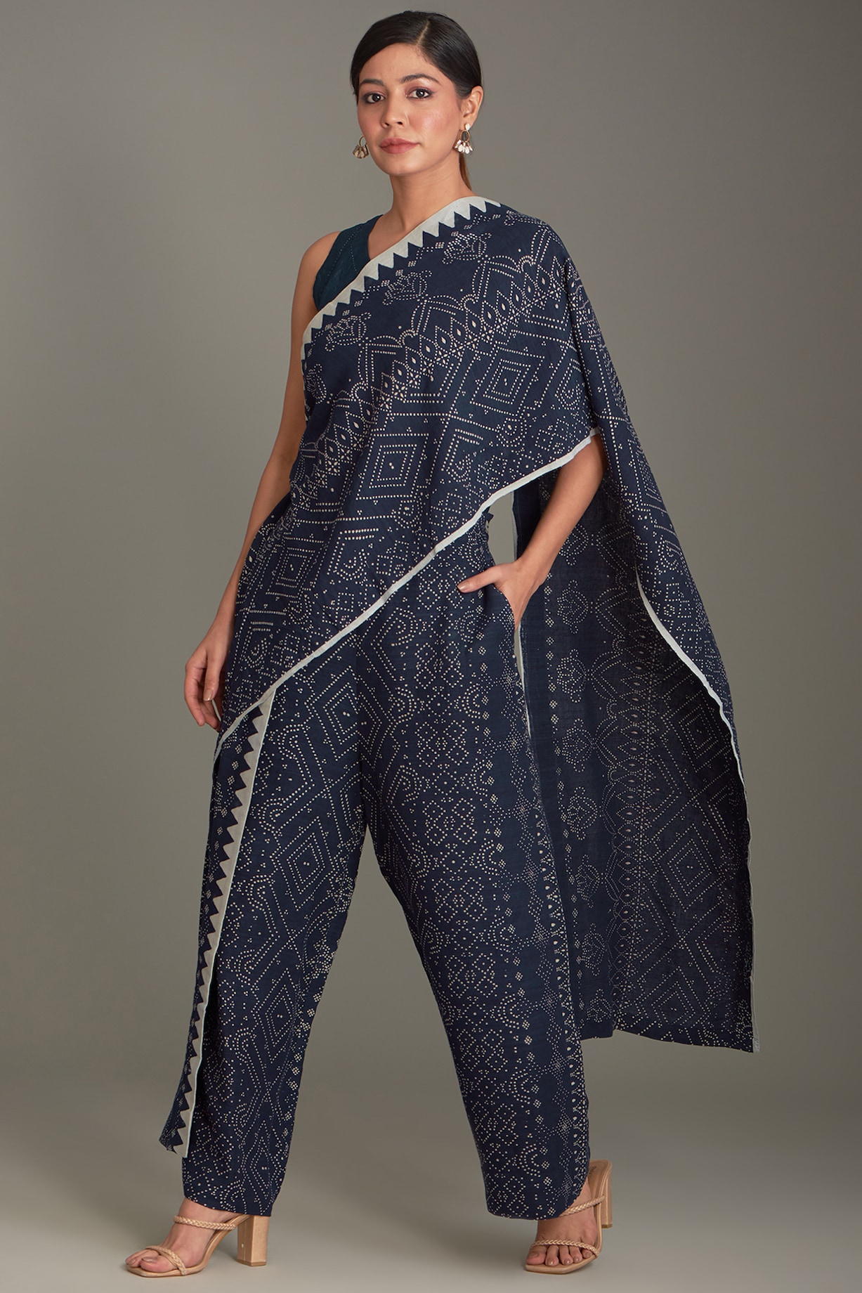 Blue Matka Silk Pant Saree by Divyam Mehta at Pernia's Pop Up Shop 2025