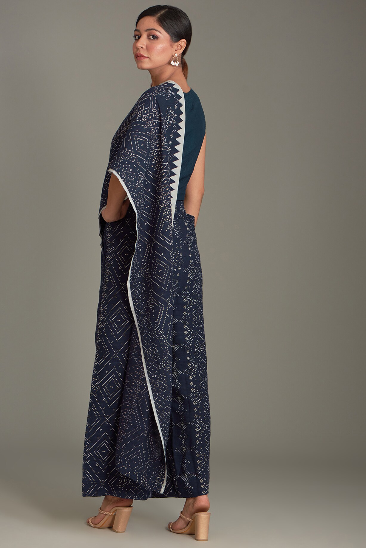 Blue Matka Silk Pant Saree by Divyam Mehta at Pernia's Pop Up Shop 2025