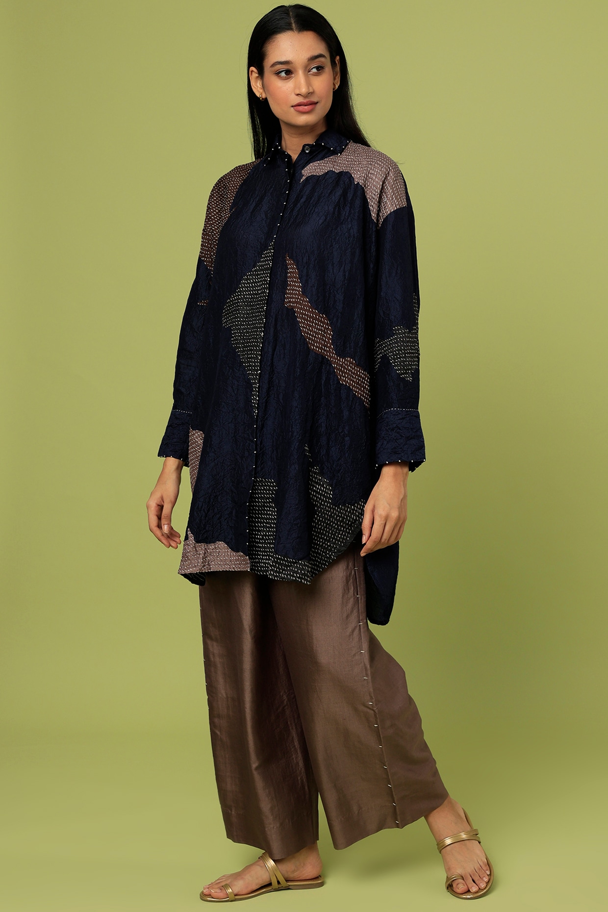 Midnight Blue Kurta Set In Mulberry Silk by Divyam Mehta at Pernia's ...