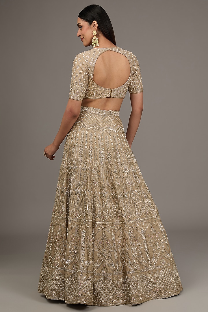 Gold Raw Silk Hand Embellished Bridal Lehenga Set by Disha Patil at ...