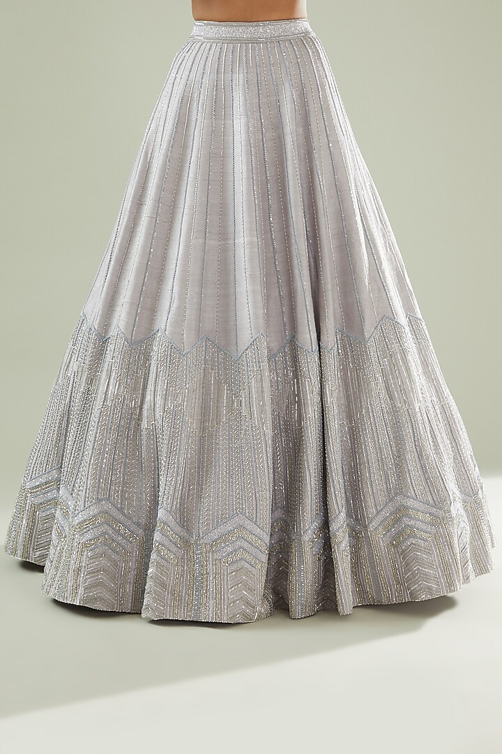 Grey Raw Silk Embellished Bridal Lehenga Set by Disha Patil at Pernia's ...