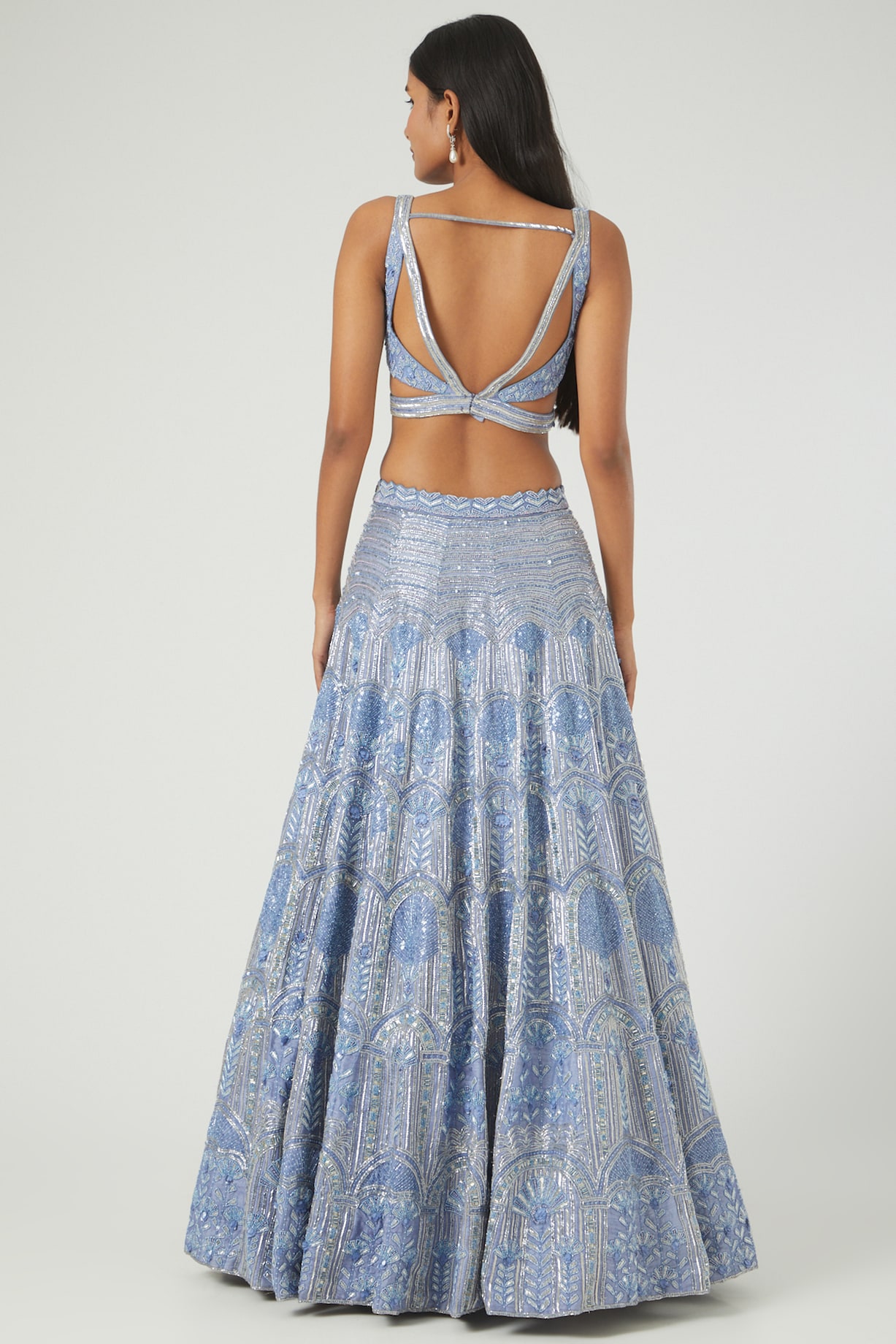 Periwinkle Blue Embroidered Bridal Lehenga Set by Disha Patil at Pernia ...