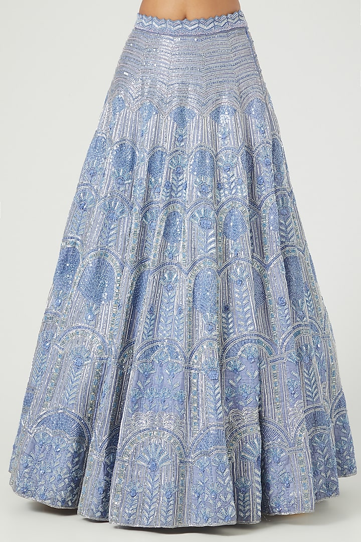 Periwinkle Blue Embroidered Bridal Lehenga Set by Disha Patil at Pernia ...