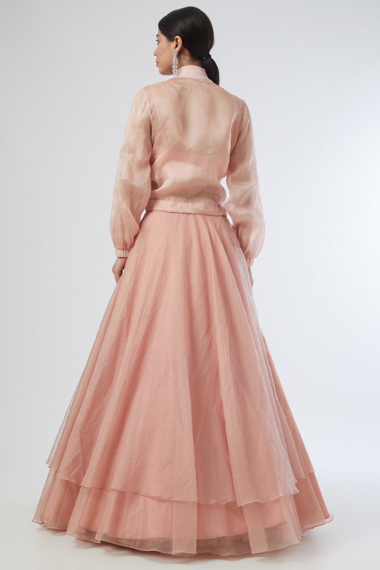 Peach Embroidered Jacket Wedding Lehenga Set by Disha Patil at Pernia's ...